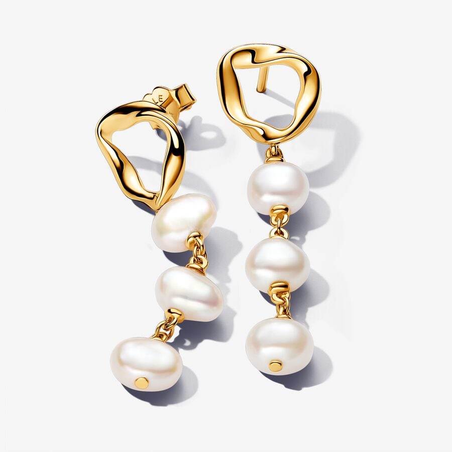 Pandora Gold Organically Treated Pearl Dangle Earrings – Mococo