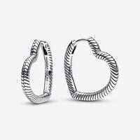 Pandora Silver Heart Snake Chain Hoop Earrings – Mococo