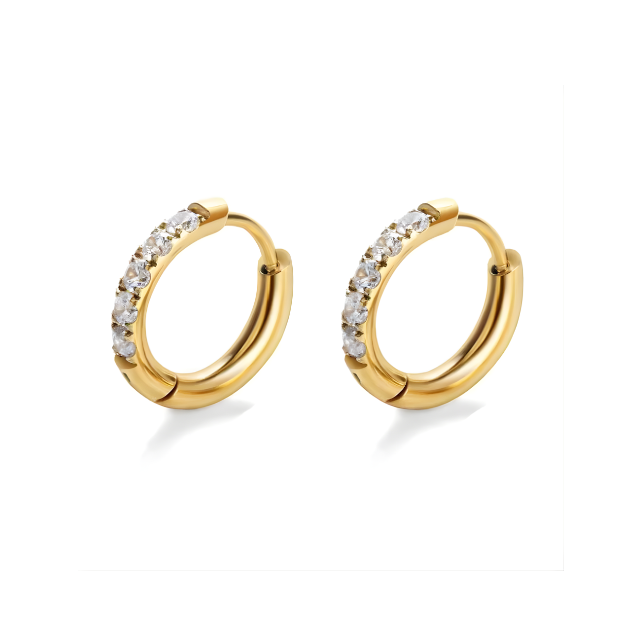 Mococo Gold Sparkling Mini Huggie Hoop Earrings