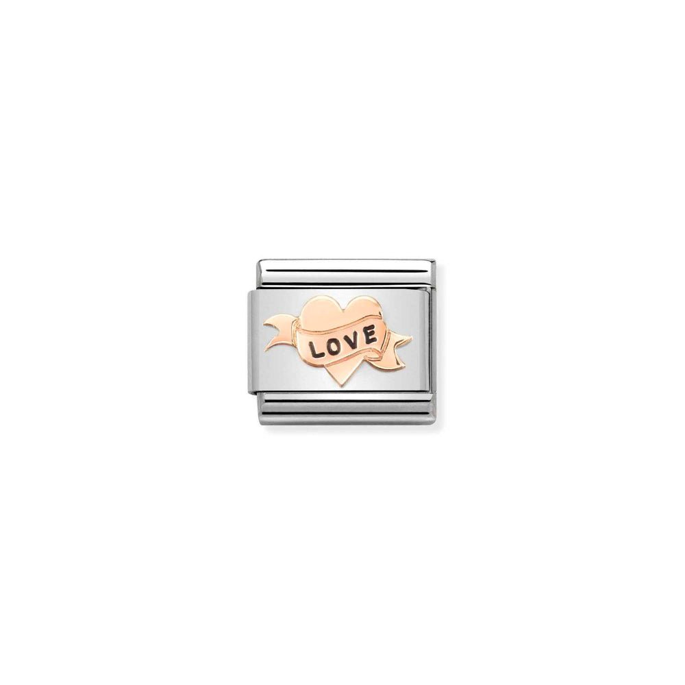 Rose Gold Composable Classic Symbols Steel, Enamel and Heart Love Charm ...