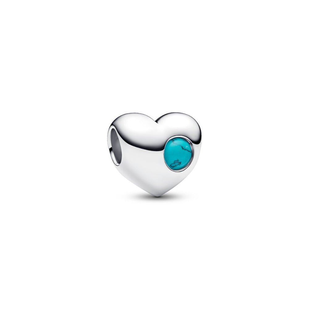 Pandora Sterling Silver Engravable Heart Imitation Turquoise Charm – Mococo