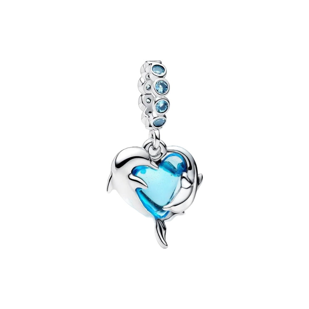 Pandora Silver Blue Murano Glass Dolphins Dangle Charm – Mococo