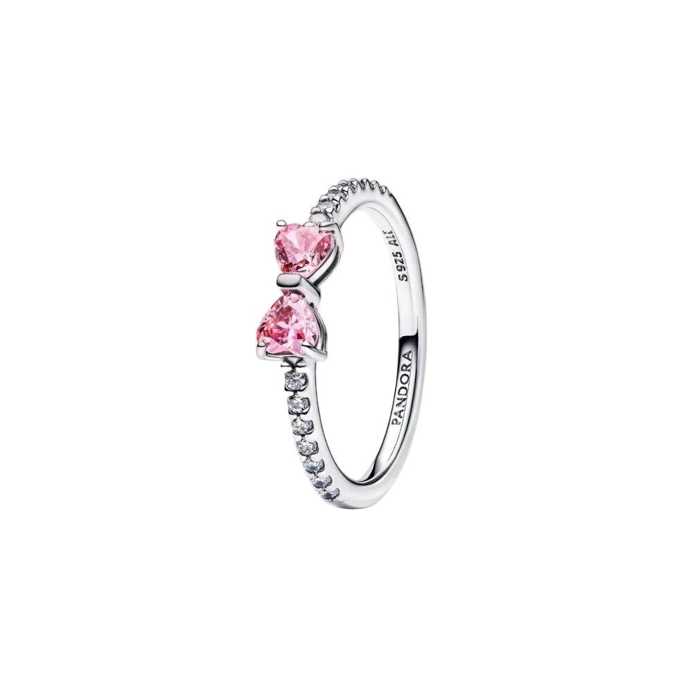 Pandora Silver Sparkling Pink Bow Ring – Mococo