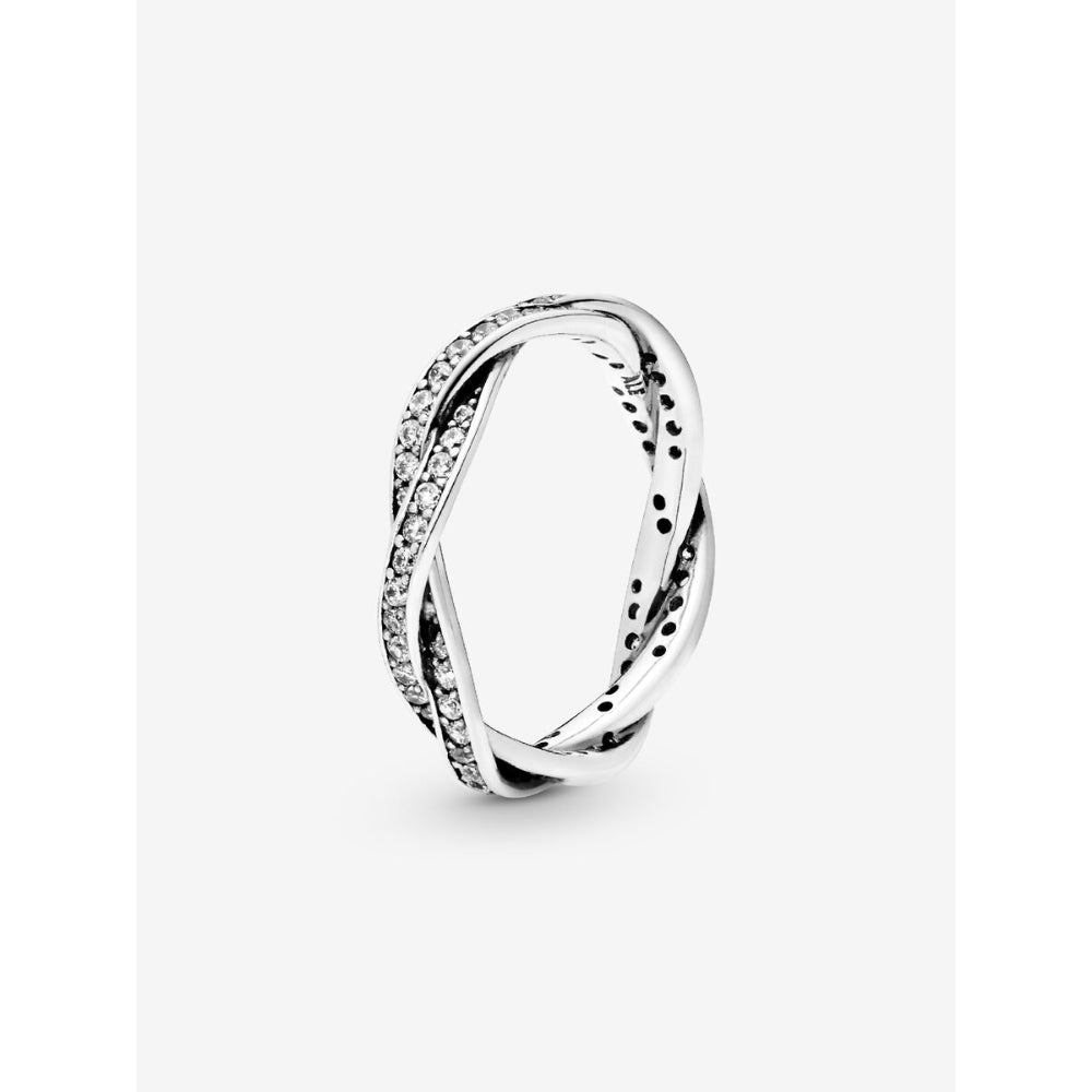 Pandora Silver Sparkling Twisted Lines Ring – Mococo